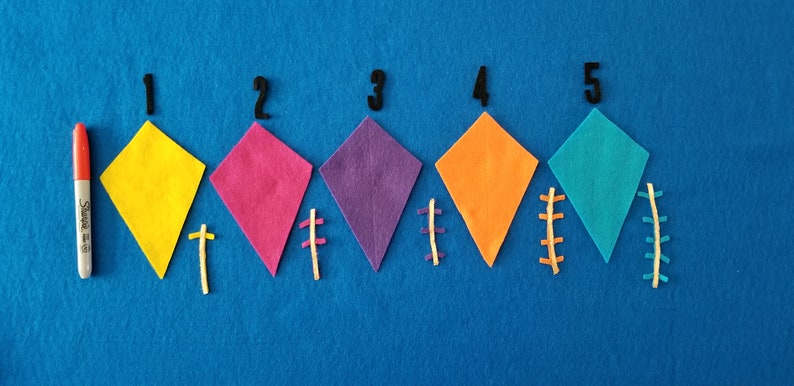 5 little kites felt stories//5 kites felt stories//numbers | Etsy