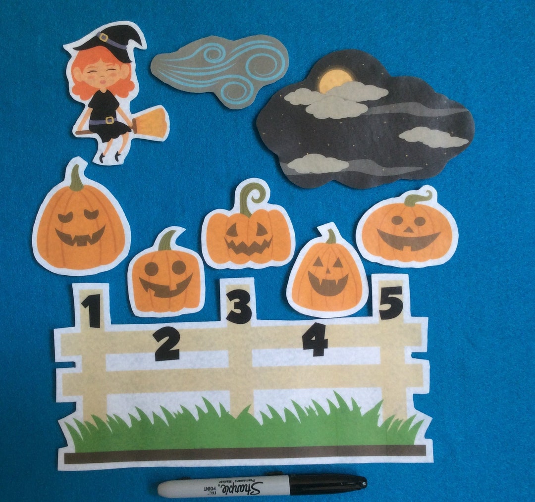 5 Little Pumpkins Felt Stories//five Little Jack'o Lanterns Felt Board ...