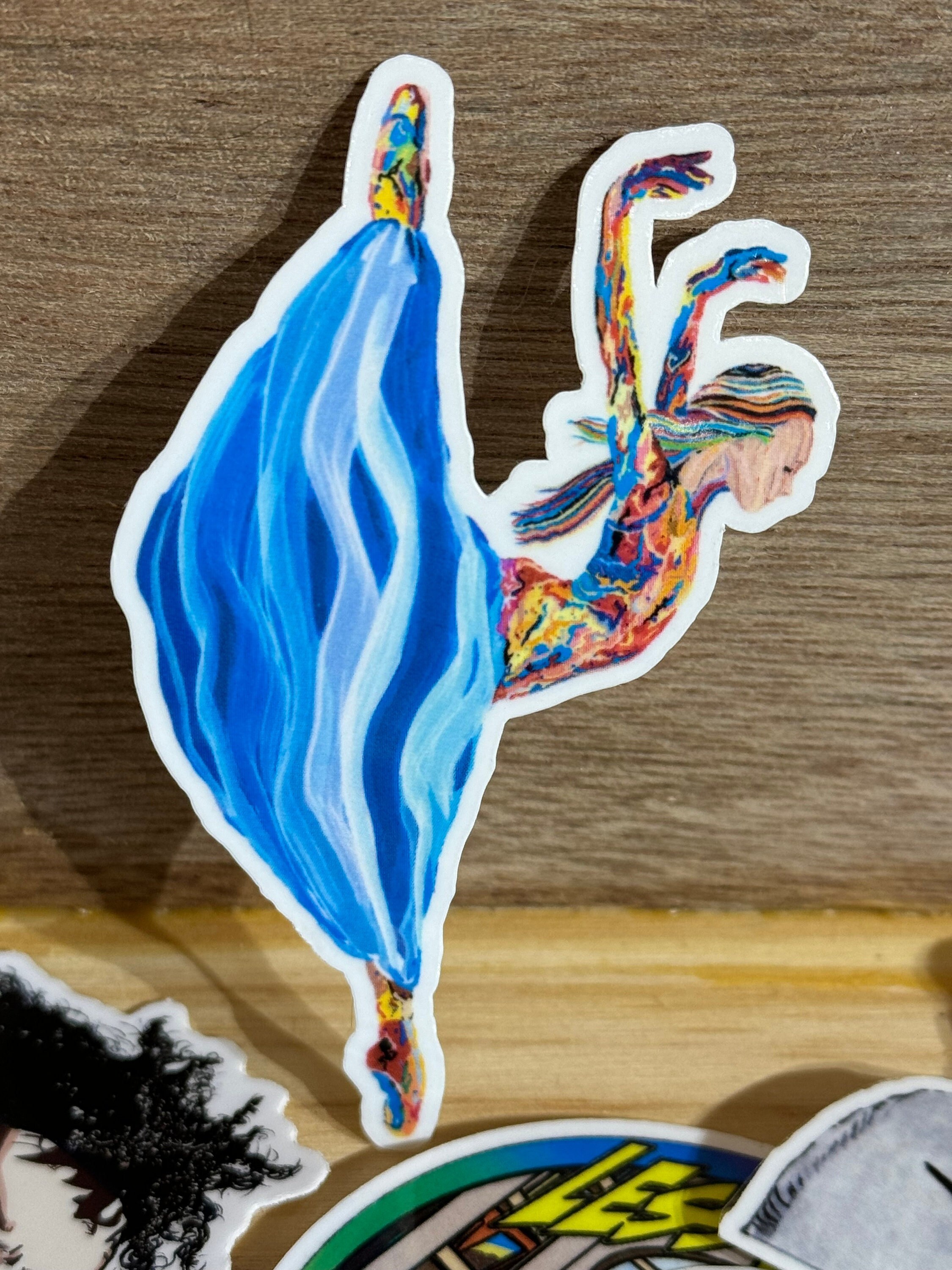 Sticker Colorful Leaping Ballerina Vinyl Sticker Original Art by Carlos ...