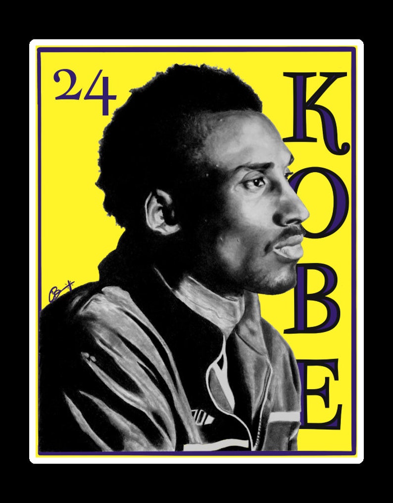 Kobe Bryant Sticker! Original Drawing Artwork. Lakers. 24. Black Mamba ...