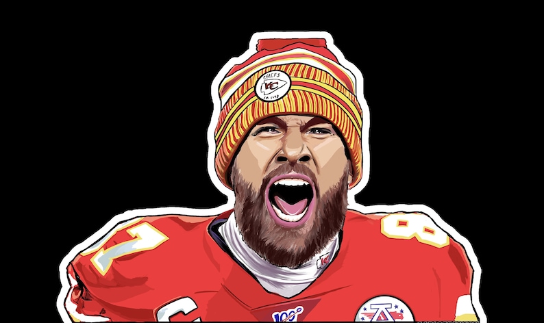 Travis Kelce Sticker! (original Art) KC Chiefs - Etsy