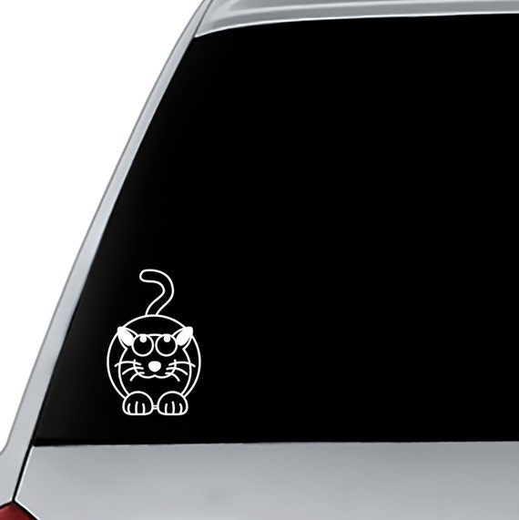 Cat Decal Car Decal With Cartoon Cat Sticker With Cat | Etsy