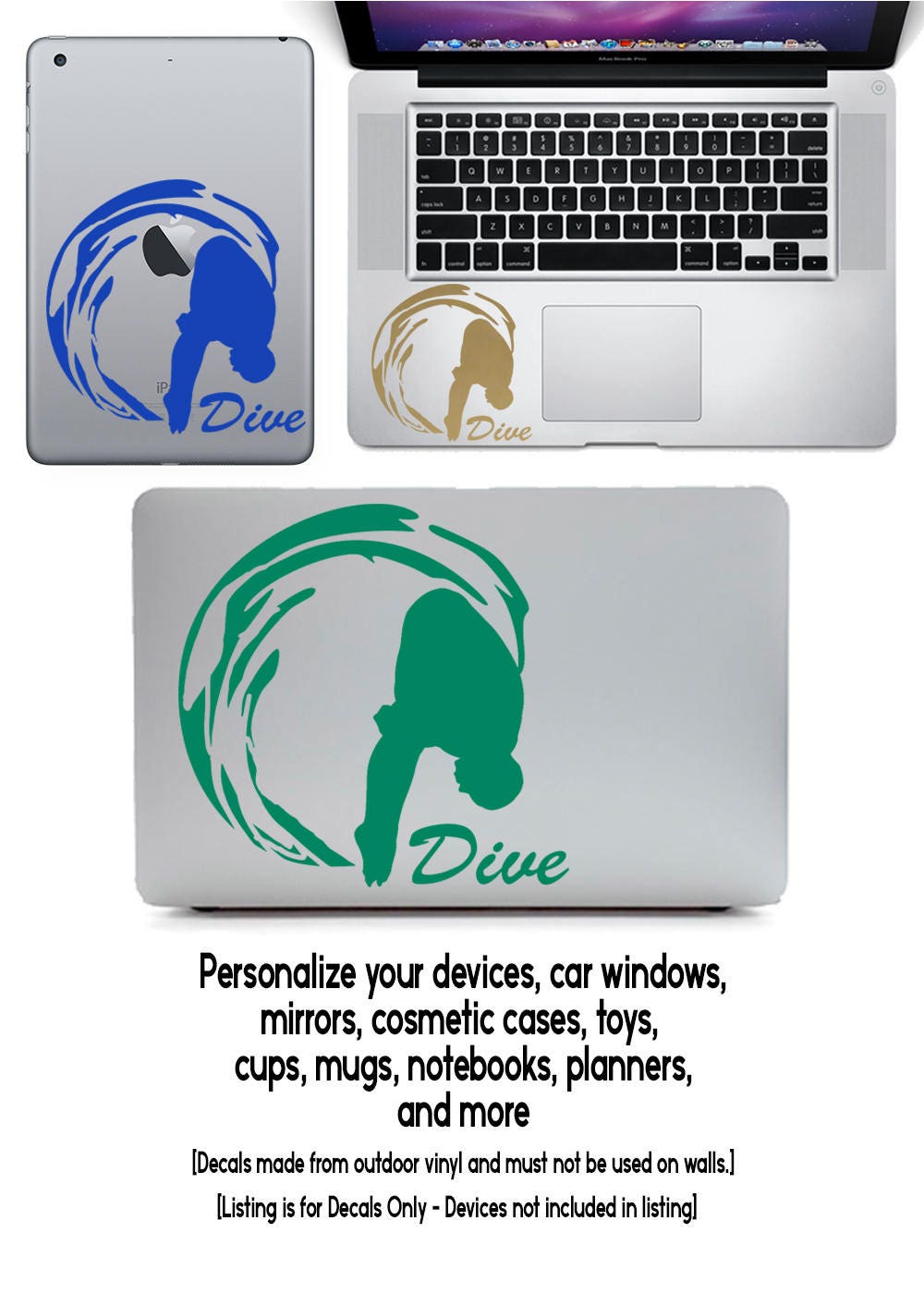 Decal for Car Diver for Him Decal Diver Sticker Male Diver Phone Decal ...