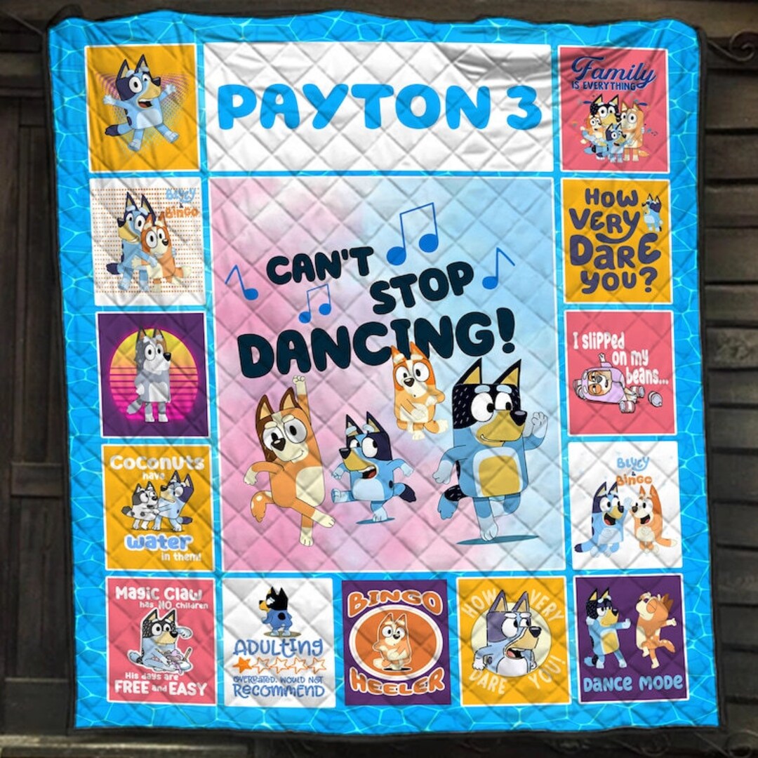 Personalized Custom Name Bluey Quilt Blanket Cartoon Blankets - Etsy