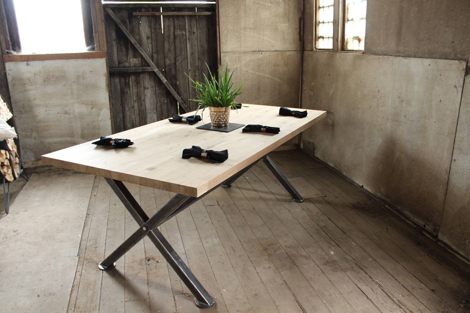 Industrial Stlye Dining Table Oak Top - Etsy