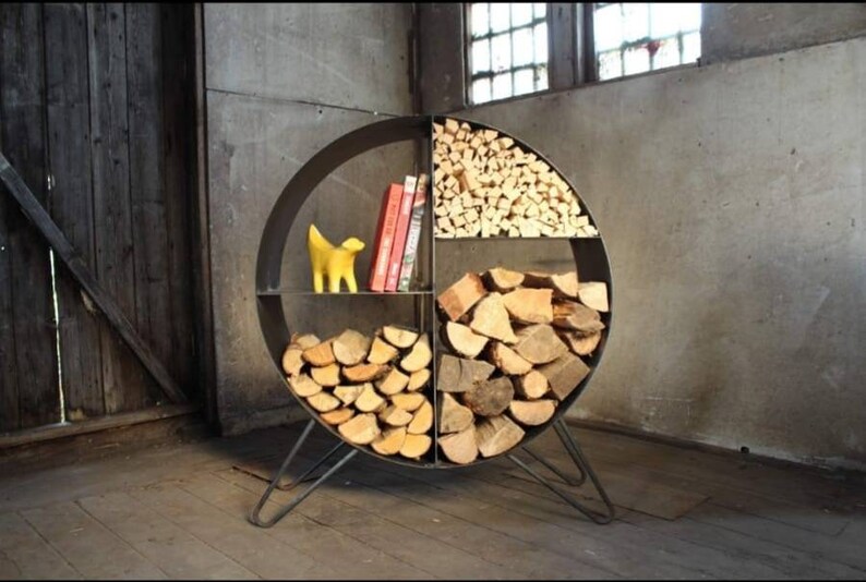 Metal Log Store Log Holder Round Shelves | Etsy