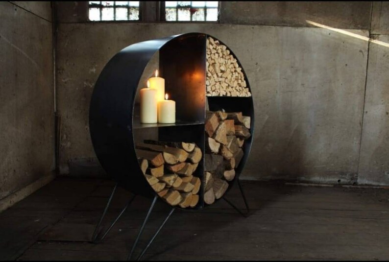 Metal Log Store Log Holder Round Shelves | Etsy