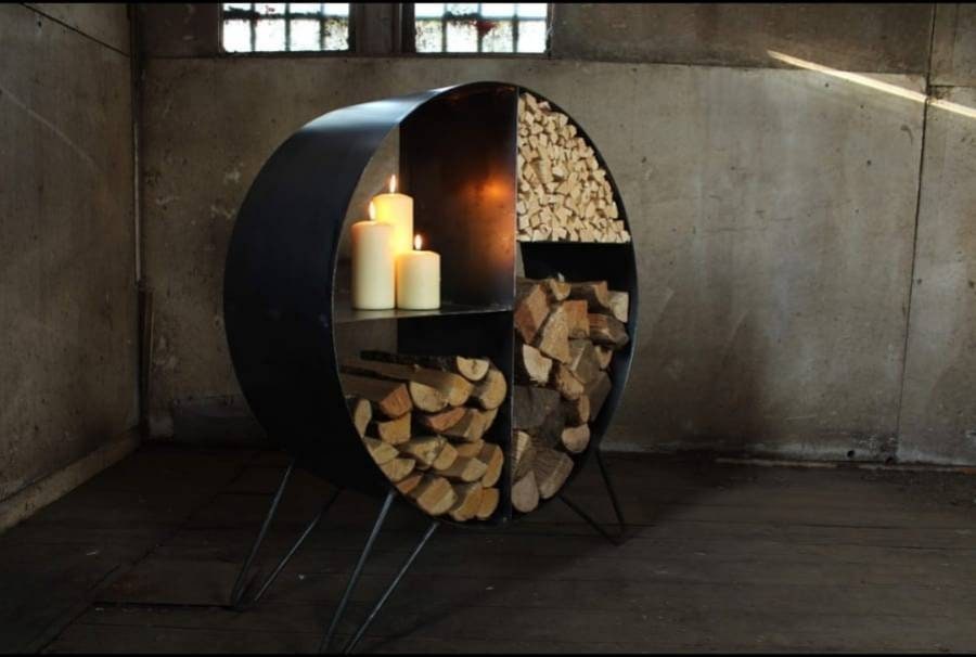 Metal Log Store Log Holder Round Shelves - Etsy UK
