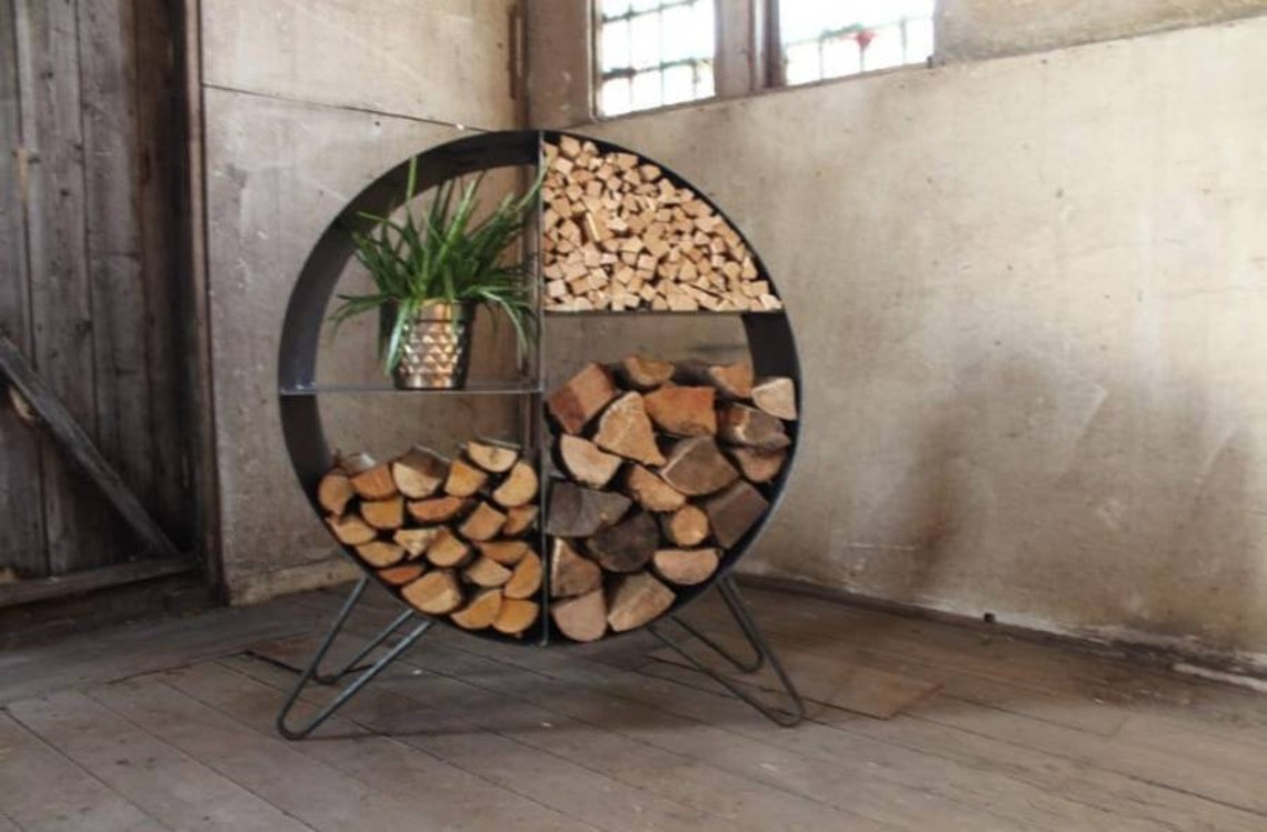 Metal Log Store Log Holder Round Shelves - Etsy UK
