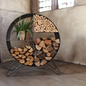 Metal Log Store Log Holder Round Shelves - Etsy