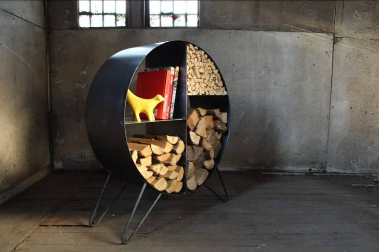 Metal Log Store Log Holder Round Shelves - Etsy