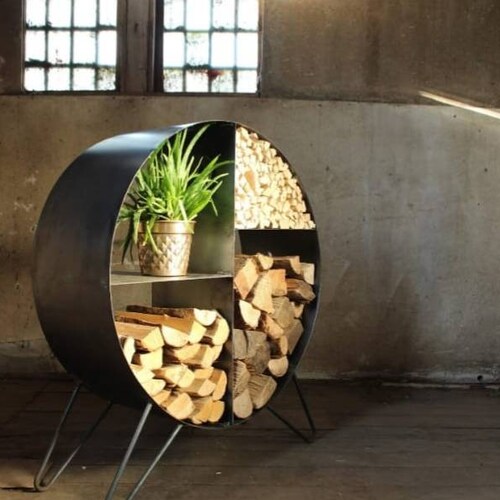 Metal Log Store Log Holder Round Shelves | Etsy