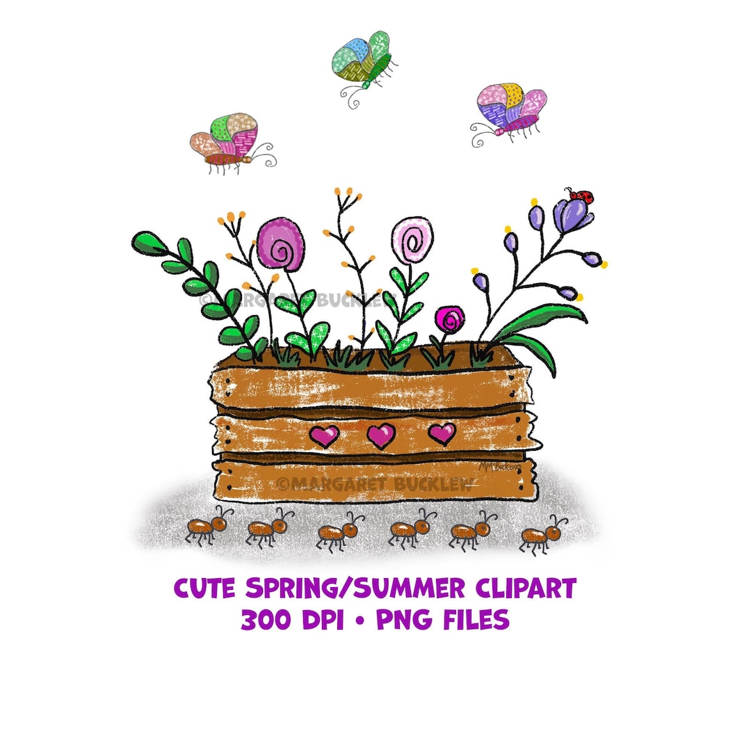 Whimsical Clipart, Gardening Clipart, Spring Clipart, 8x10, Instant ...