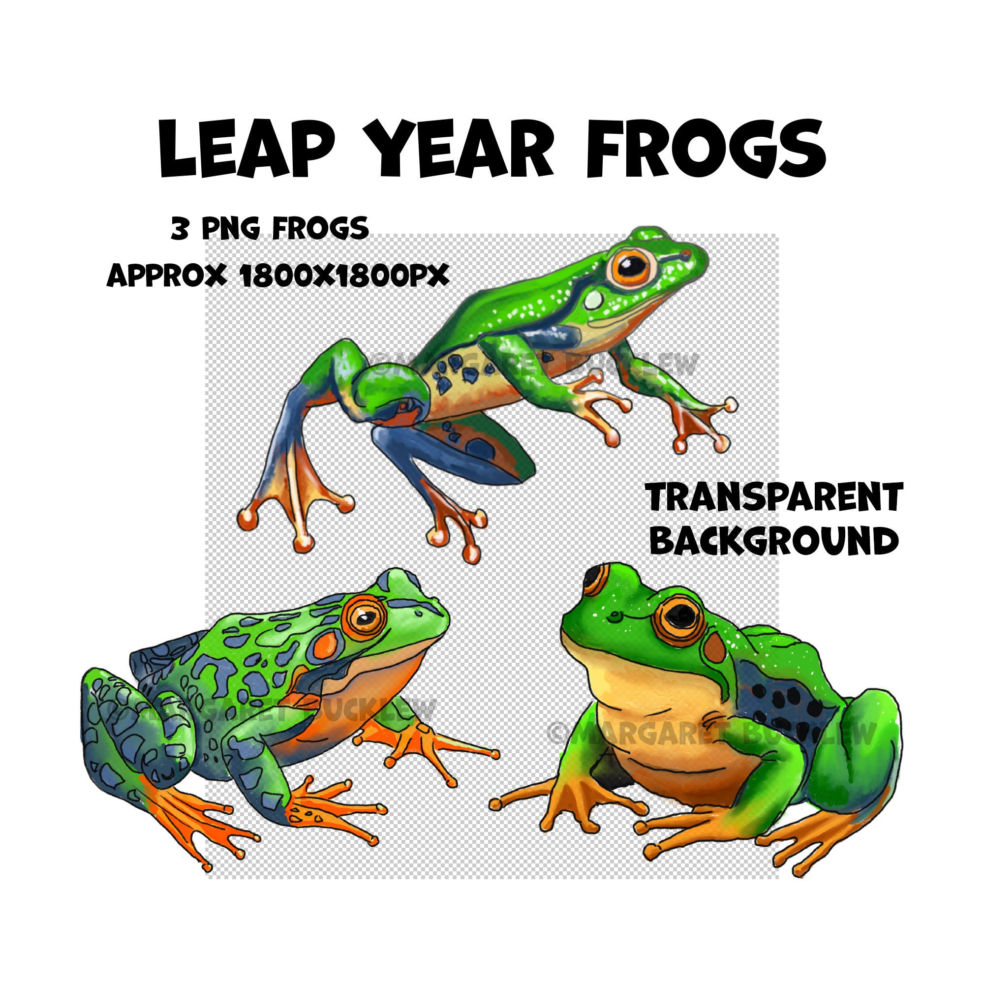 Clipart Frogs, Leap Year Frogs, Whimsical Frogs, Colorful Frogs Clipart ...