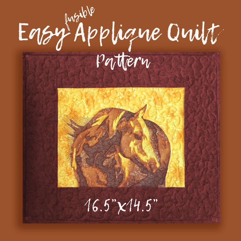 Fusible Applique Quilt, Easy Fusible Quilt, Horse Quilt, 16.5x14.5 Wall ...