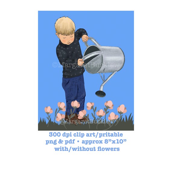 Children Planting Flowers Clip Art