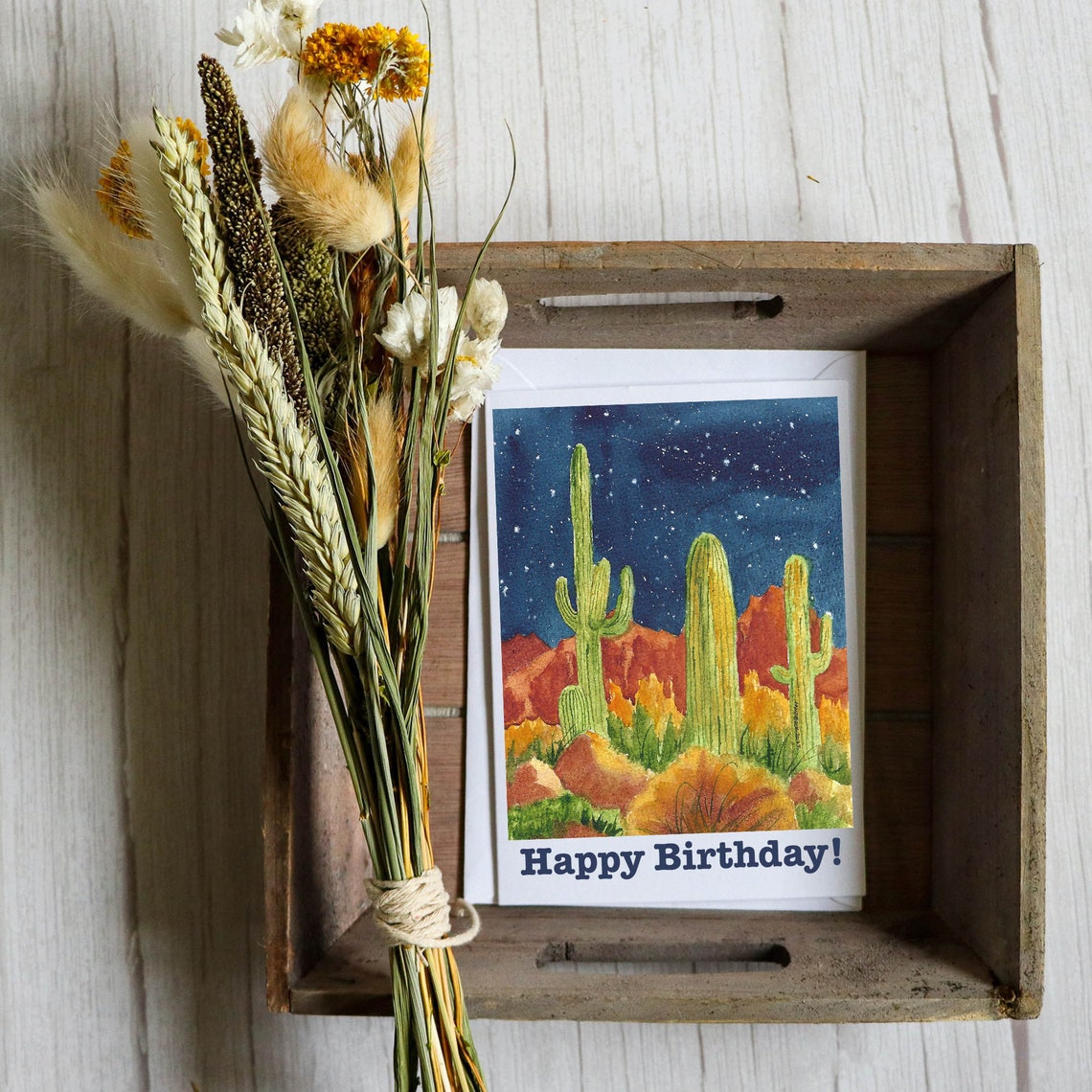 Desert Cactus Printable, Instant Download, Starry Night Sky, Watercolor ...