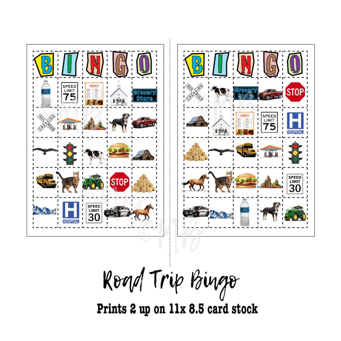 Road Trip Bingo, Games for the Car, Road Trip Games, Bingo Cards ...