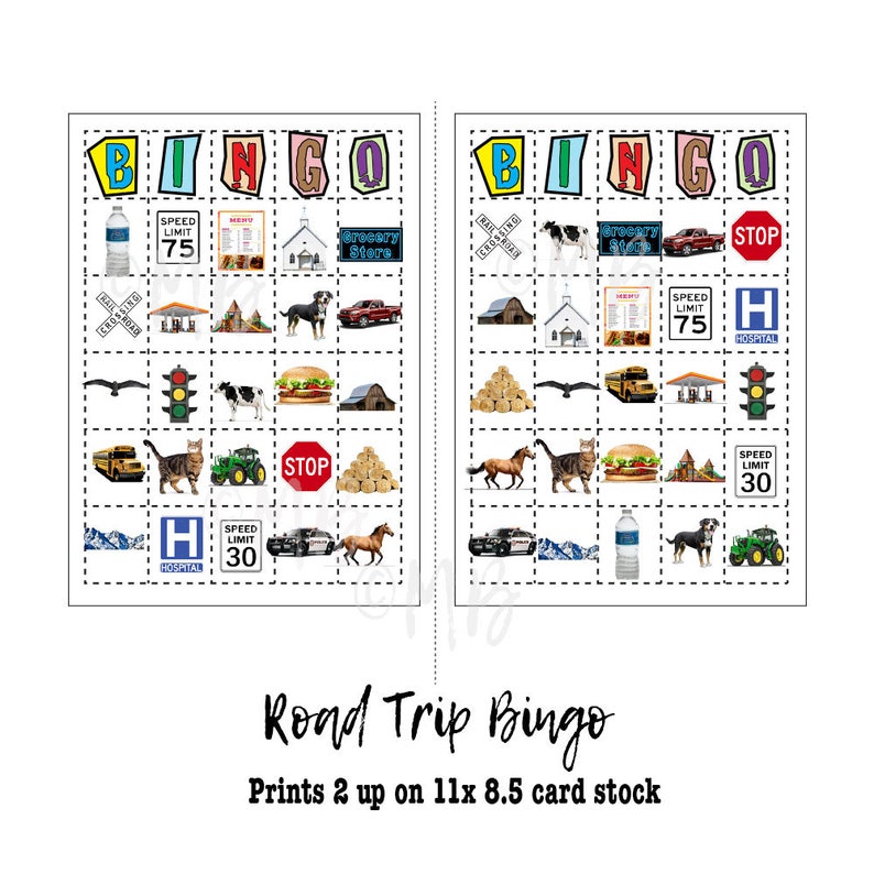 Road Trip Bingo, Games for the Car, Road Trip Games, Bingo Cards ...