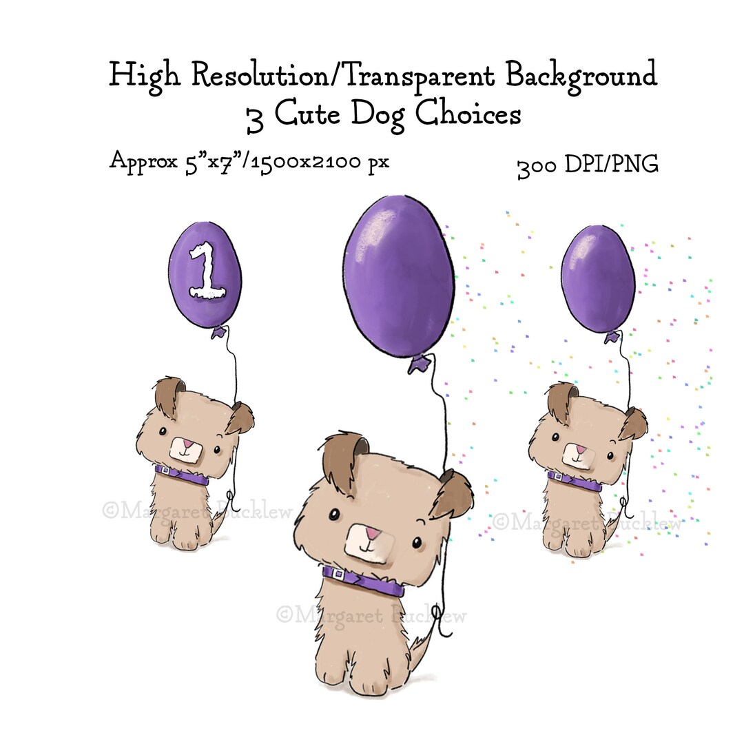 Cute Dog Clipart, Hand Drawn Clip Art, Nursery Art, Kids Birthday ...