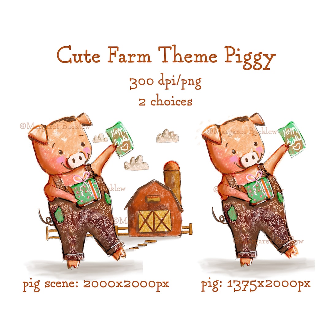 Farm Clipart, Farm Theme Party, Invitation, Piggy, Barn, Birthday Party ...