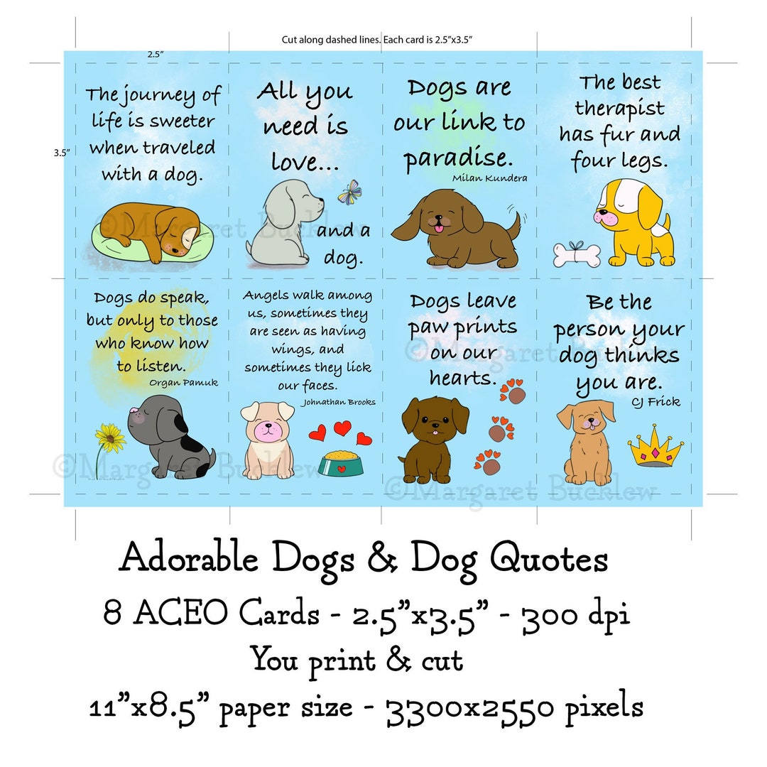 Printable ACEO Cut Dog Quotes | Instant Downloading | Scrapbooking ...