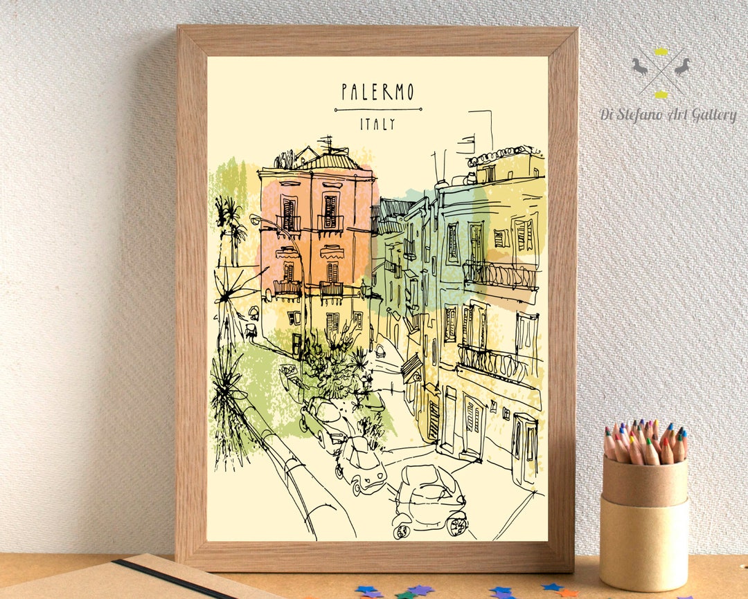Palermo Print,palermo Painting,palermo Italy,italy Wall Art, Sicily ...