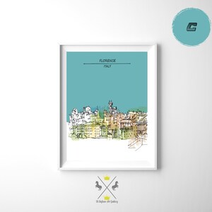 Florence City Sketch Print, Italy Poster, Travel Home Print Download ...