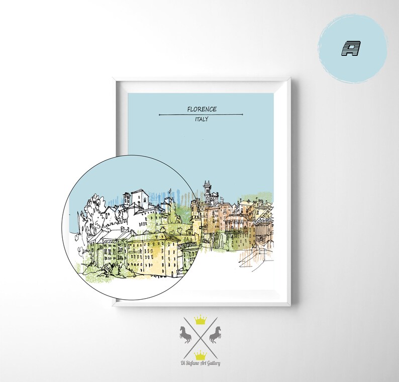 Florence City Sketch Print, Italy Poster, Travel Home Print Download ...
