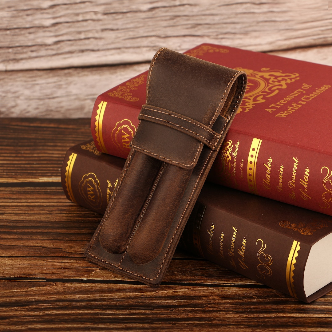 Personalized Leather Pen Case Aesthetic Leather Pen Holder Daily Office ...