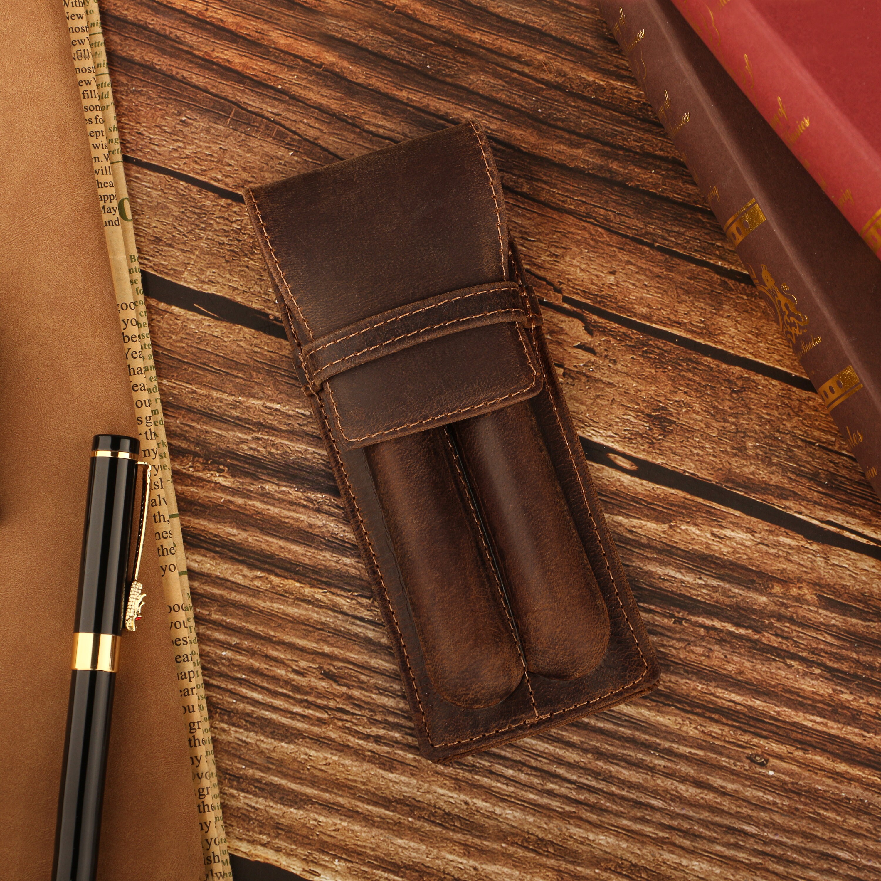 Personalized Leather Pen Case Aesthetic Leather Pen Holder - Etsy