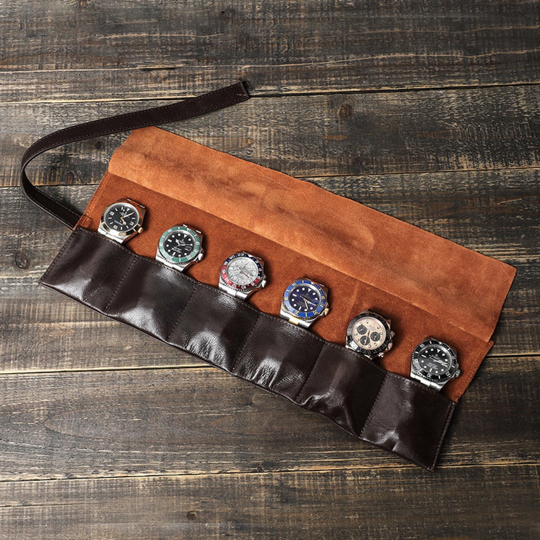 Genuine Leather Watch Roll Travel Jewelry Organizer Original Watch ...