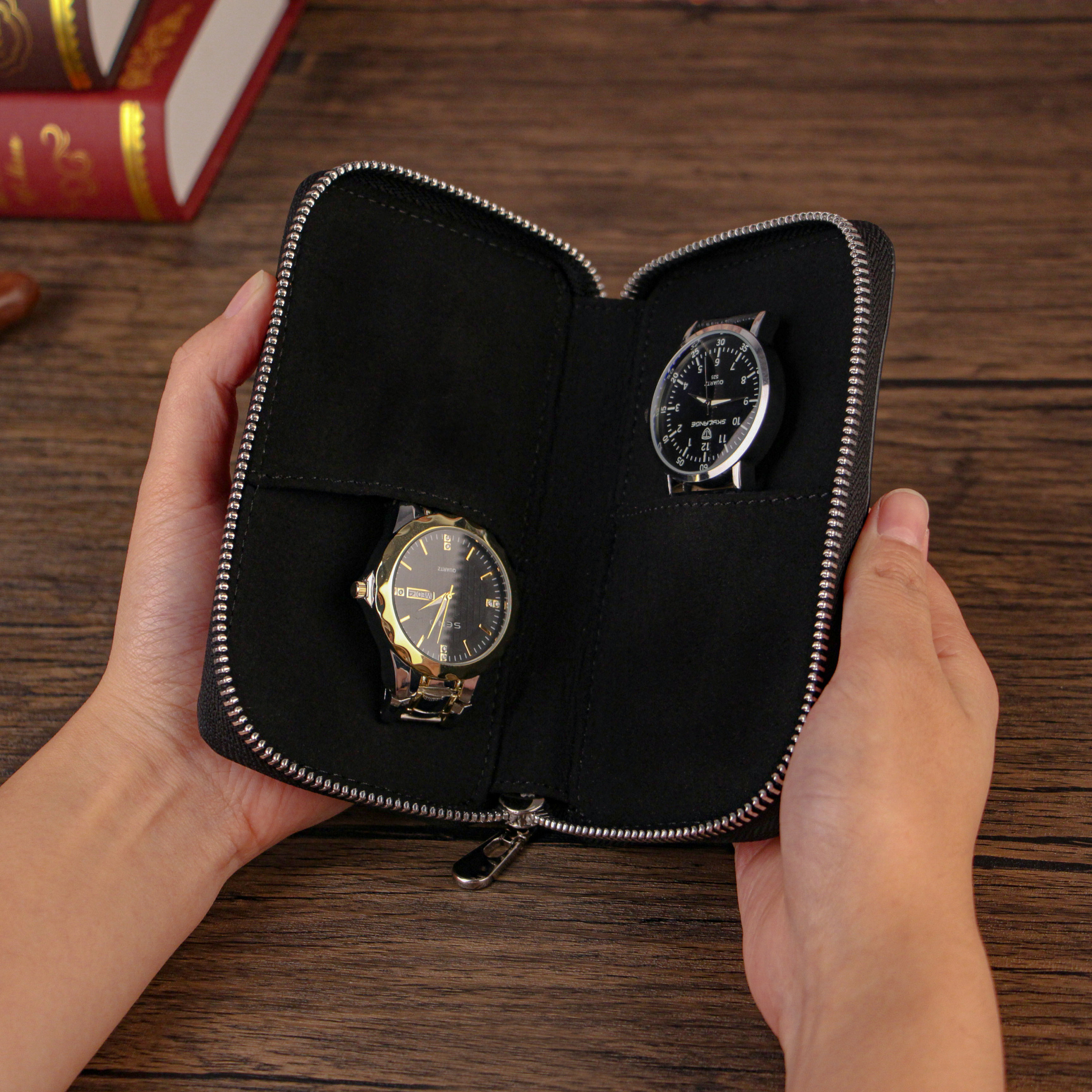 Personalized Leather Watches Case Wrist Jewelry Storage Pouch Organizer ...