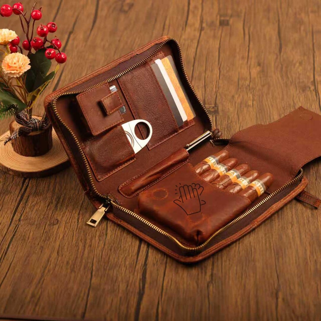 Customized Top Grain Leather Cigar Cas, Personalized Cigar Box ...
