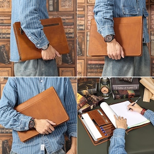 Personalized Leather 12.9 iPad Portfolio Tablet Protect Cover Custom ...