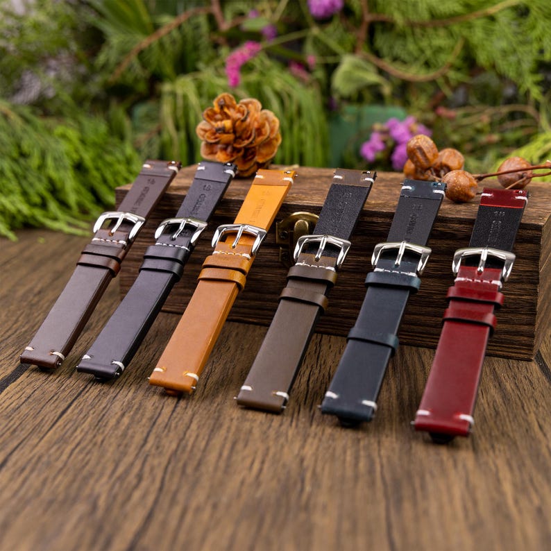 Customized Leather Watch Strap: Replace Watch Band Thin, Unisex, Color ...