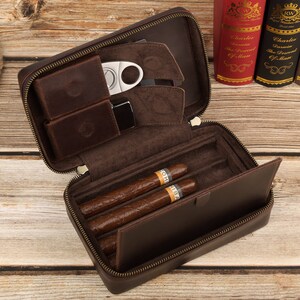 Flip Top Cigar Box,traveling Cigar Case 4pcs, Custom Leather Cigar ...