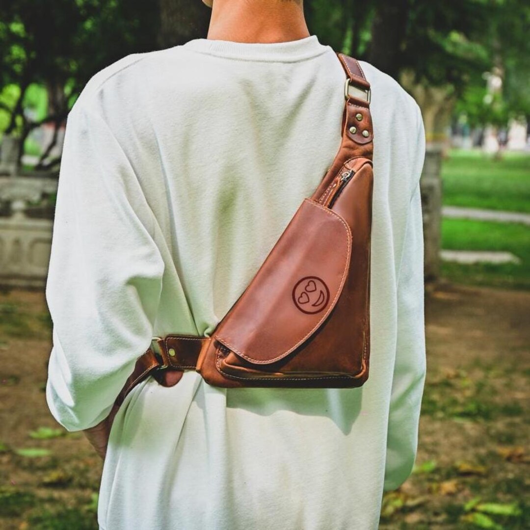 Personalized Leather Sling Bag: Triangle Chest Bag, Sports, Leisure - Etsy