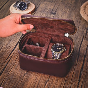 Genuine Leather Luxury Watch Storage Box for 2 Watches Crazy Horse ...