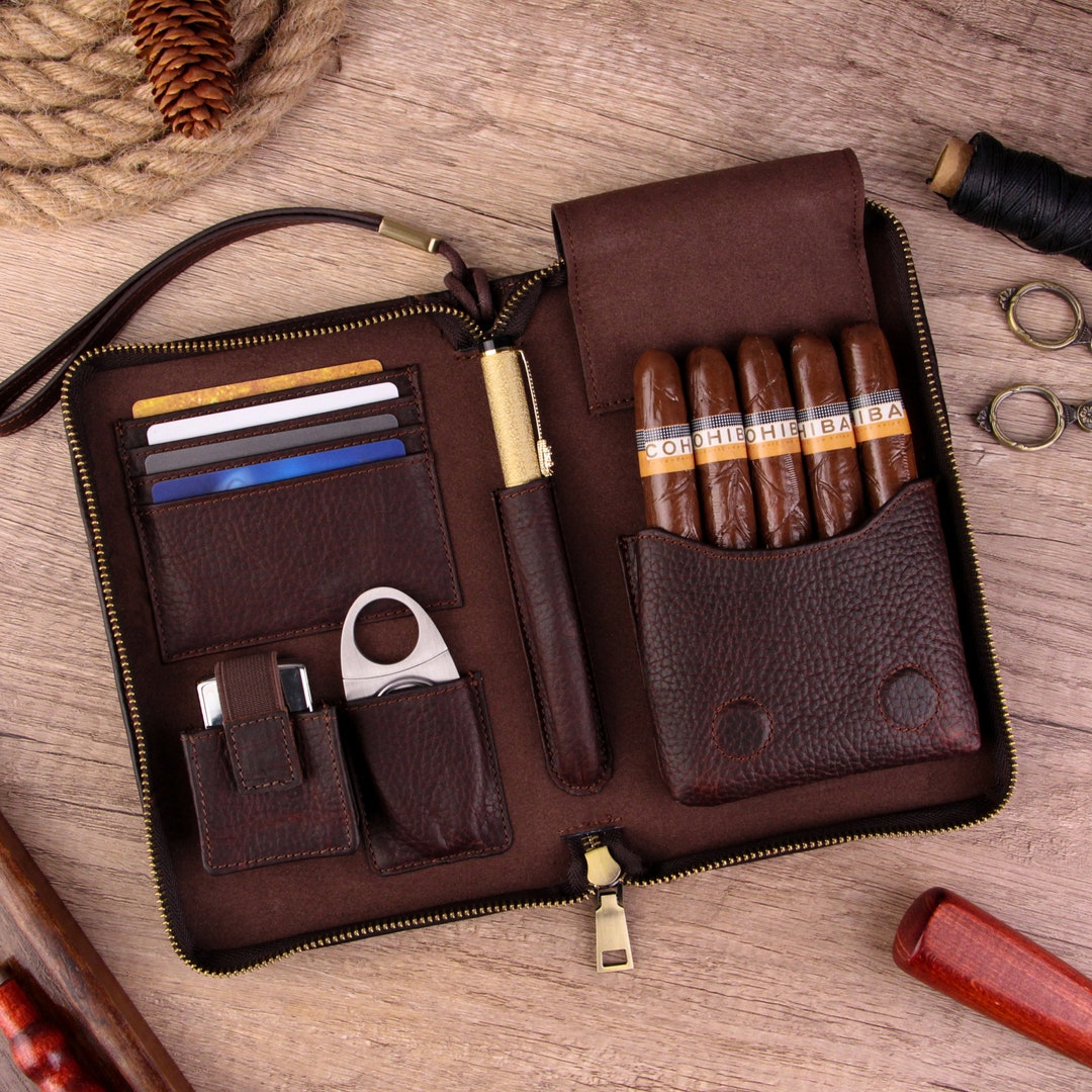 Top Grain Leather Cigar Case Luxury Leather Cigar - Etsy