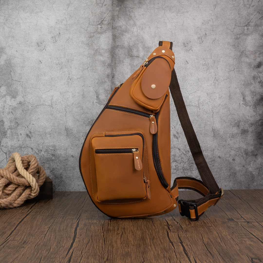 Personalized Sling Bag Genuine Leather Men Crossbody Bag Riding Women ...