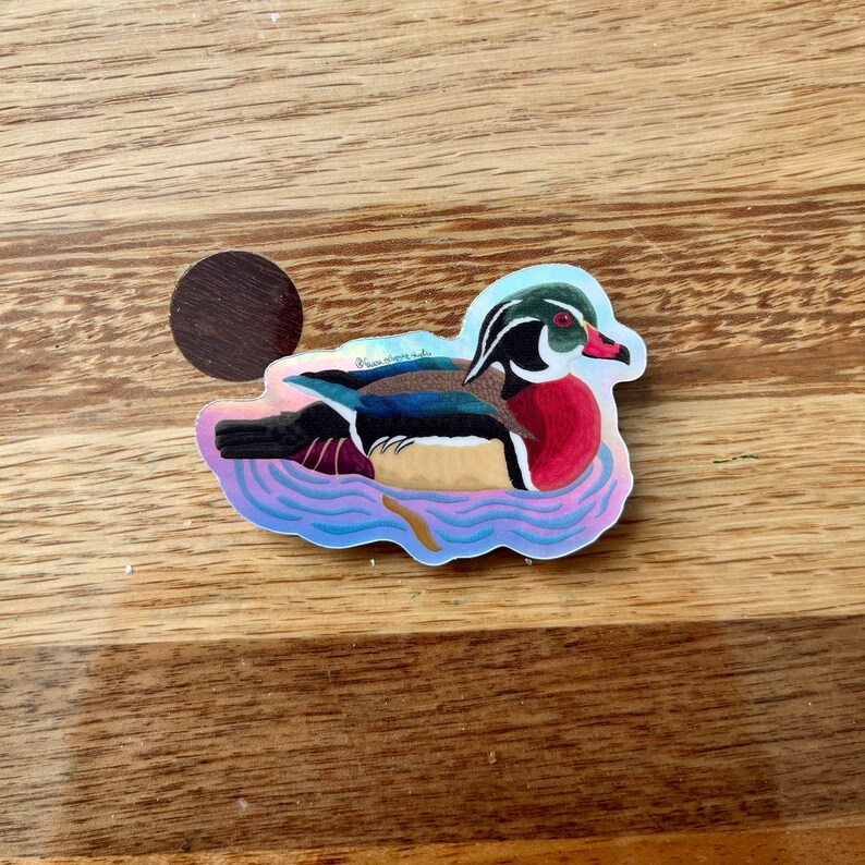 Holographic Wood Duck Sticker - Etsy