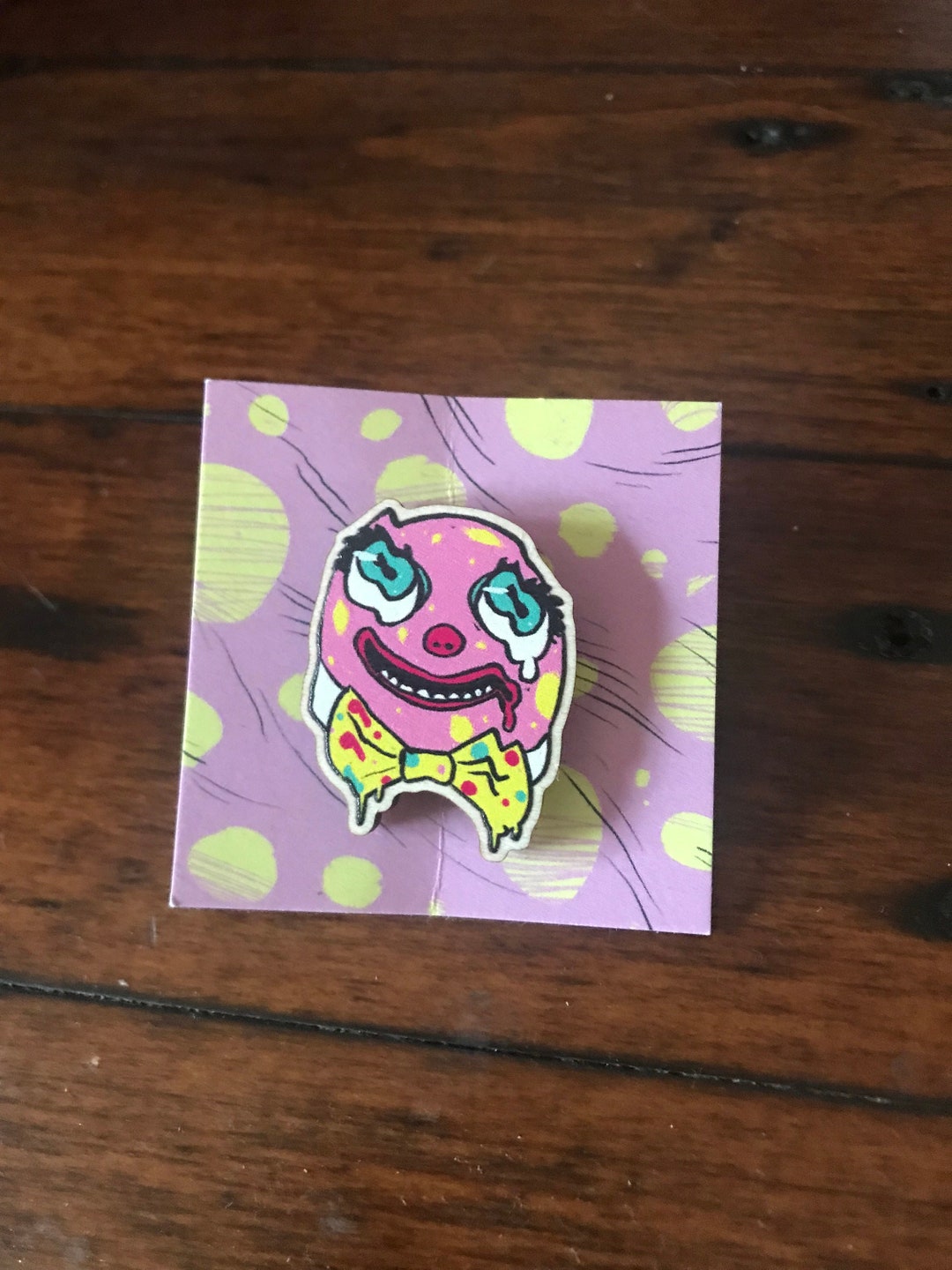 Blobby Horror Wooden Pin Badge, Retro, 90s, Ru - Etsy
