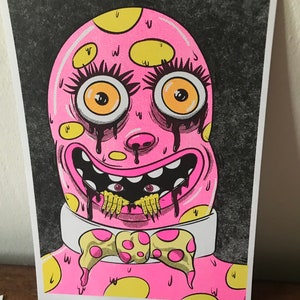 Mr. Blobby Risograph Blobby Horror Art Print A5 (148x210 Mm) - Etsy