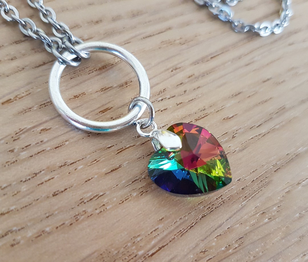 Swarovski Crystal Heart O-ring Necklace: Stainless Steel Day Collar - Etsy