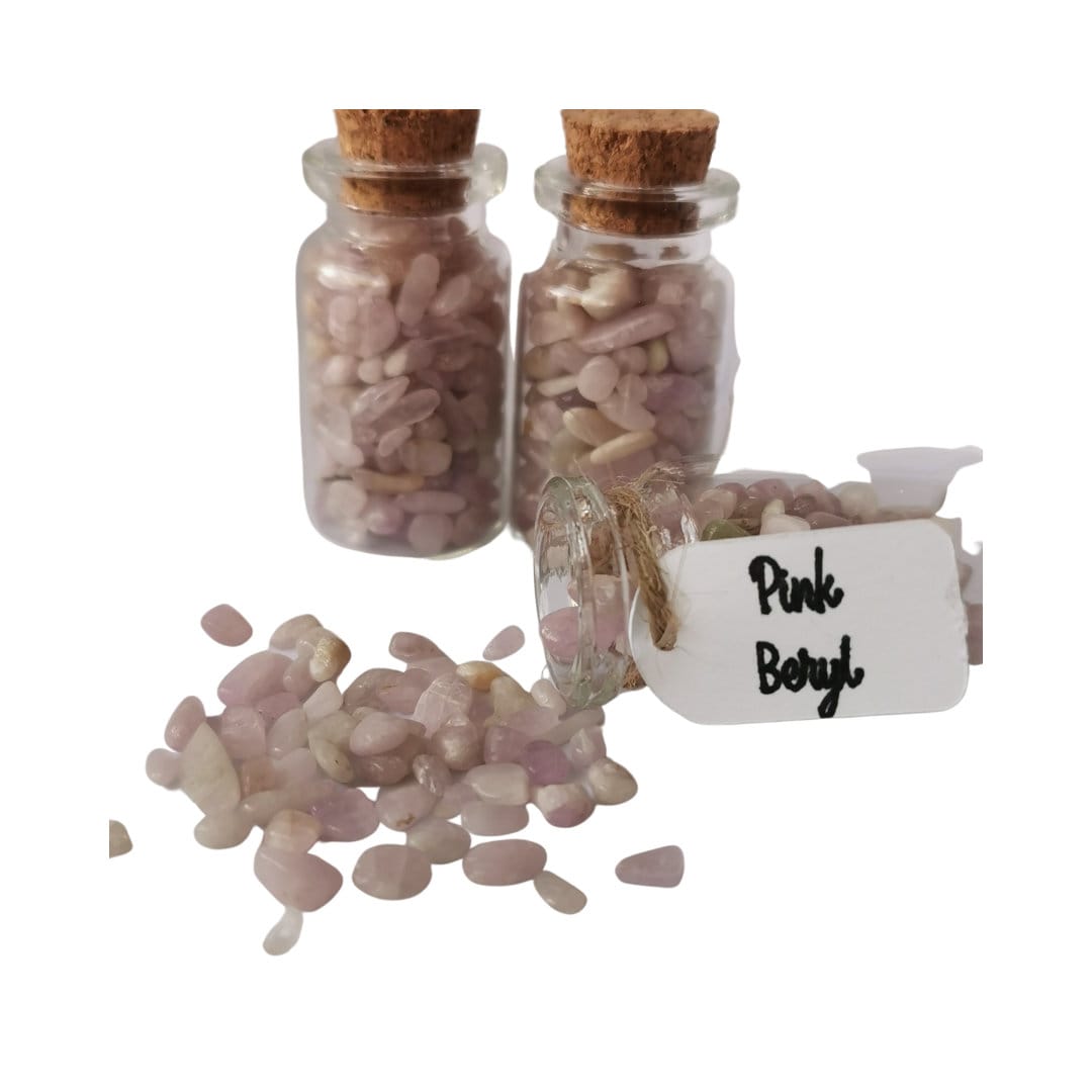 Pink Beryl Crystal Chip Jar, Mini Crystal Bottle, Crystals, Gems ...