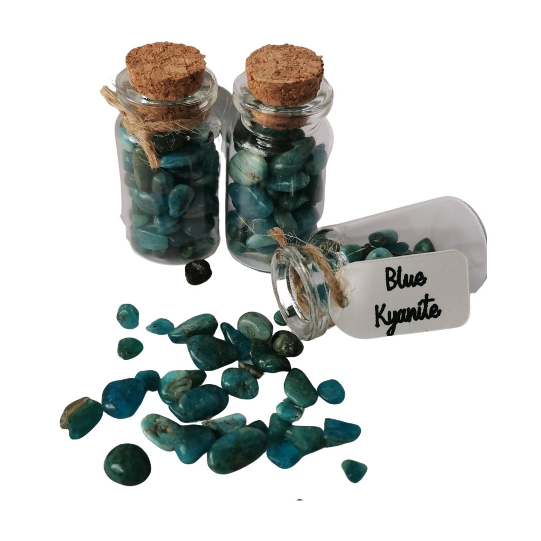 Blue Kyanite - Crystal Chip Jar, Mini Crystal Bottle, Crystals, Gems ...