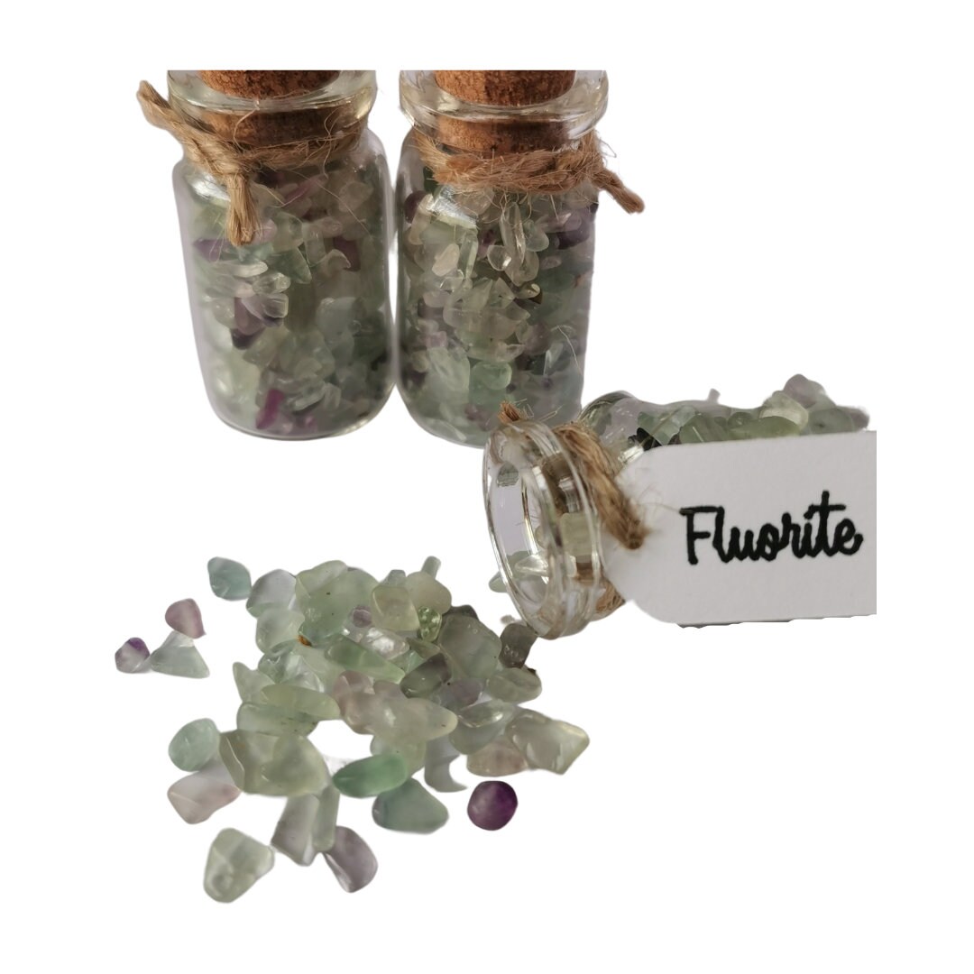 Fluorite Crystal Chip Jar, Mini Crystal Bottle, Crystals, Gems ...