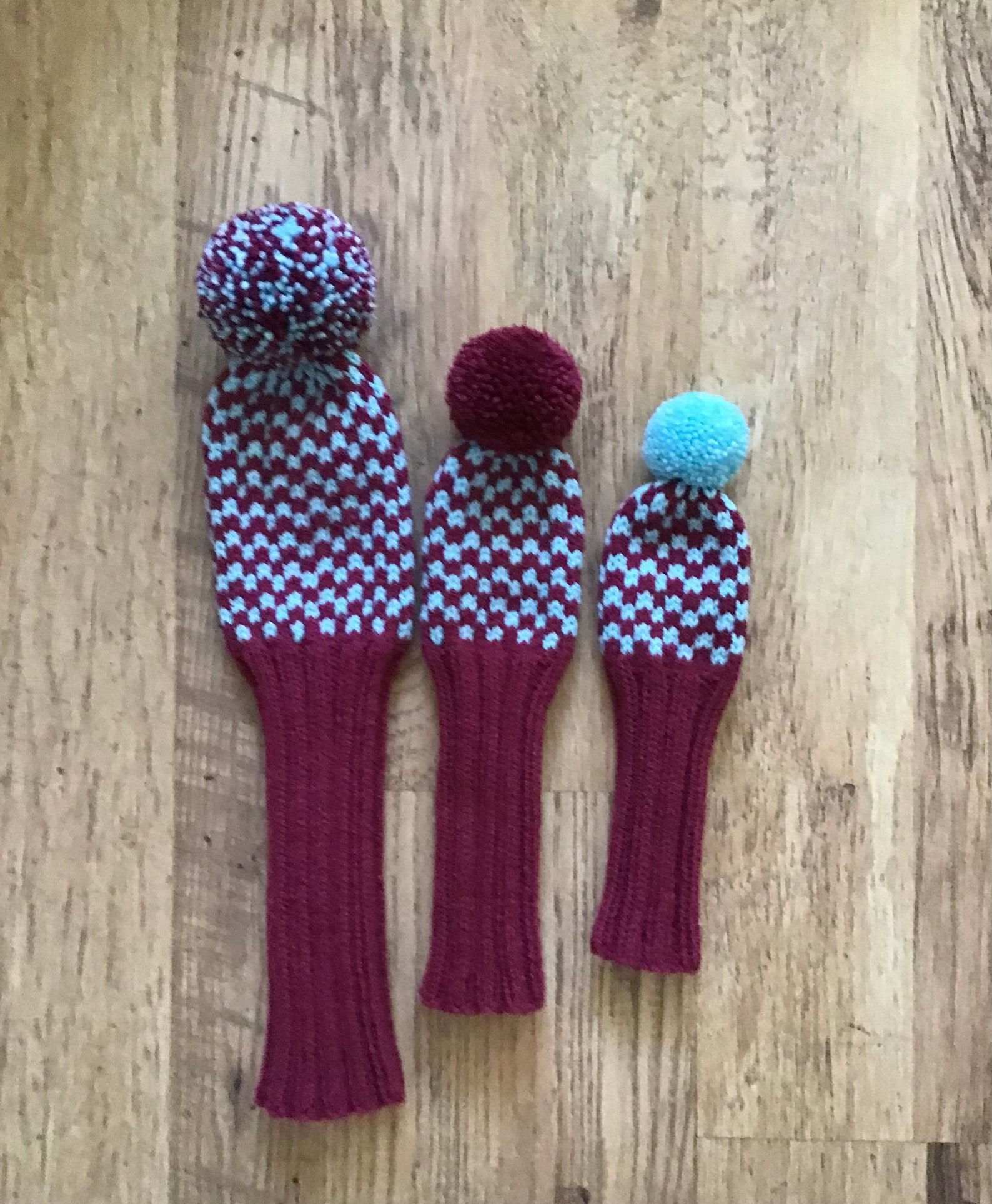 Set of 3 Claret & Blue Golf Club Covers / Golf Head Covers - Etsy