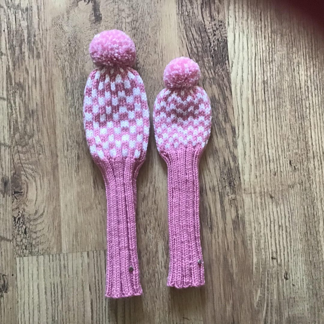 Knitted Rose Pink Golf Club Covers: Sparkle Acrylic, Set of 2 - Etsy